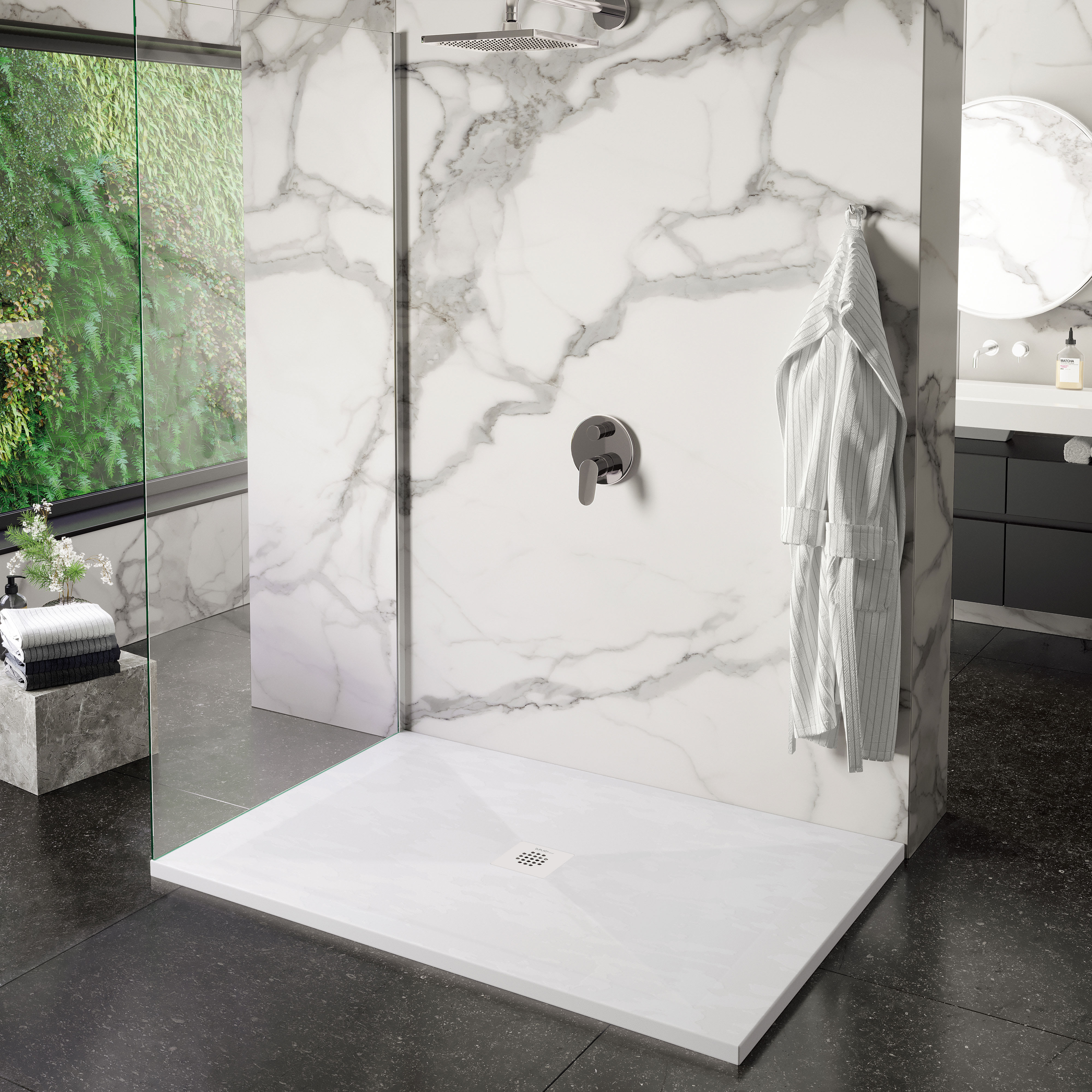 Receveur de douche en résine Design Sorty Bruntec texture d'ardoise sur ...