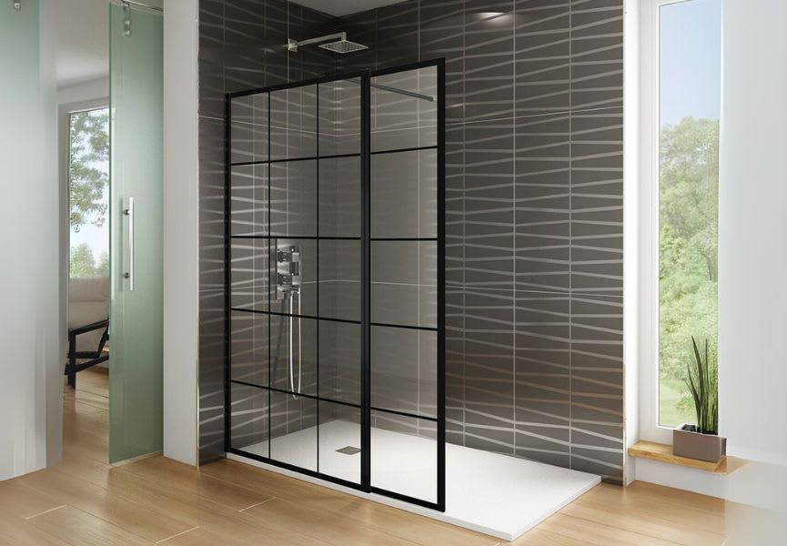 Paroi de douche Screen Black Chess GME Acier inox, panneau fixe ...